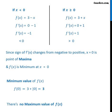 Example 31 Find Local Minimum Value Of F X 3 X Examples