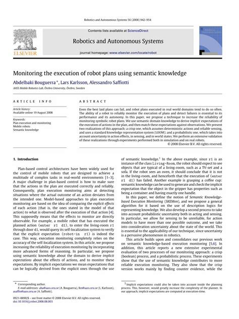 Pdf Monitoring The Execution Of Robot Plans Using Semantic Knowledge