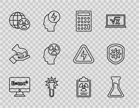 Set Line Equation Solution Test Tube And Flask Calculator Planet Earth Radiation Head Symbol