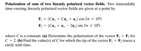 solved polarization of sum of two linearly polarized vector fields