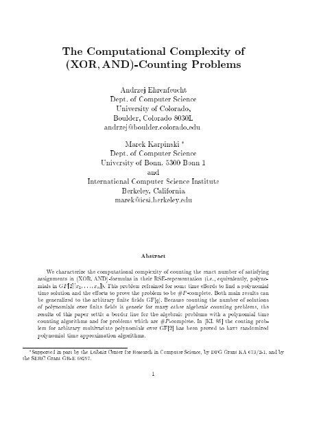 The Computational Complexity Of Xorand Counting Problems