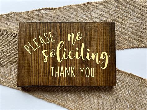 Please No Soliciting Thank You Vinyl Outdoor Wood Sign Perfect For