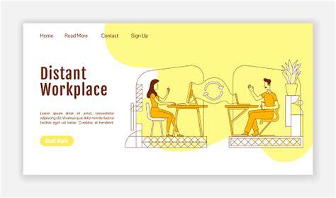 먼 직장 방문 페이지 플랫 실루엣 벡터 템플릿 원격 작업 홈페이지 레이아웃 만화 개요 문자와 한 페이지 웹 사이트 인터페이스를 프리랜서 웹 배너 아웃소싱 웹 페이지 2차