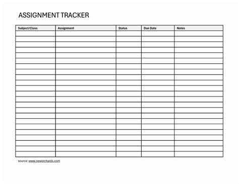 Free Assignment Tracker Templates Pdf Word Excel