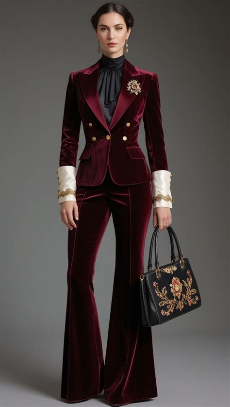 Royal Burgundy Velvet Suit Aristocratic European Elegance Suits For