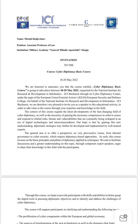 Honored To Be Invited To Speak On The Topic Metodi Hadјi Janev