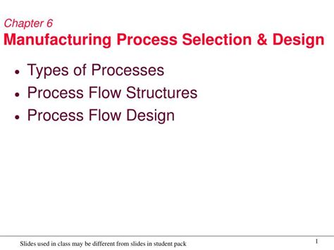Ppt Chapter 6 Manufacturing Process Selection And Design Powerpoint