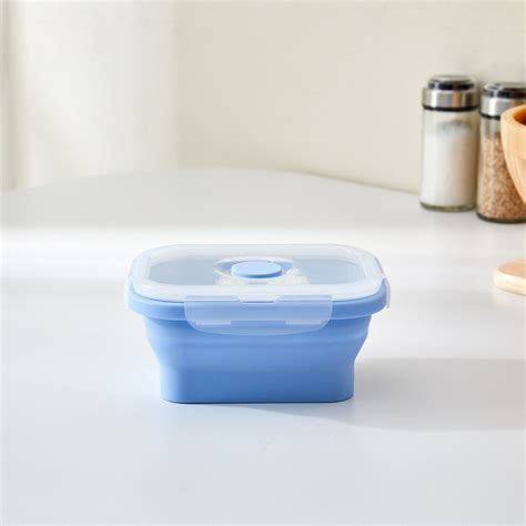 접어서 보관하는 스팀홀 실리콘 밀폐용기 350ml 블루kc0423012 모던하우스