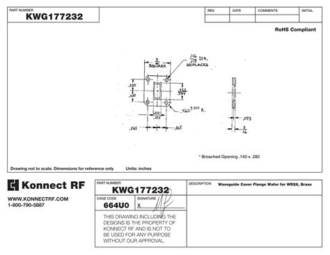 Waveguide Cover Flange Wafer For Wr28 Brass Konnectrf