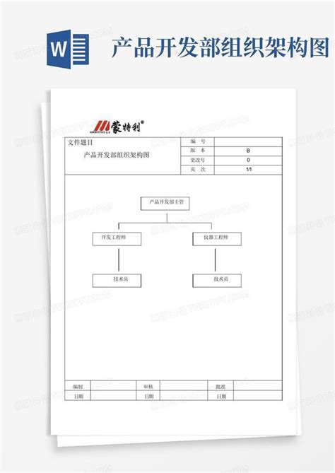 产品开发部组织架构图word模板下载 编号qowjenkb 熊猫办公