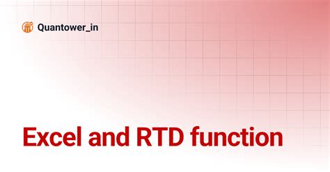 Excel And Rtd Function Quantowerin