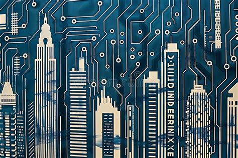 Detailed Close Up Of Complex Blue Printed Circuits With Advanced