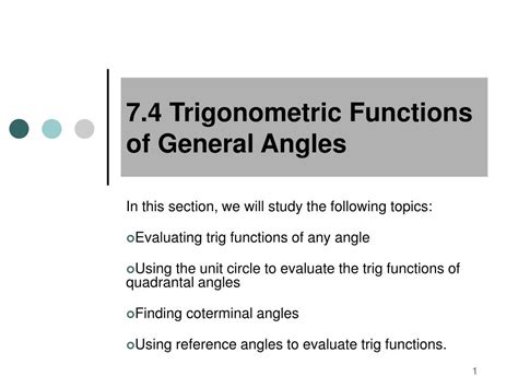 Ppt 7 4 Trigonometric Functions Of General Angles Powerpoint Presentation Id 1205455