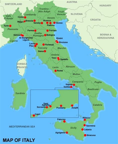 Sorrento Italy Map Piano Di Sorrento Italy