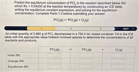 Predict The Equilibrium Concentration Of Pcl5 In The