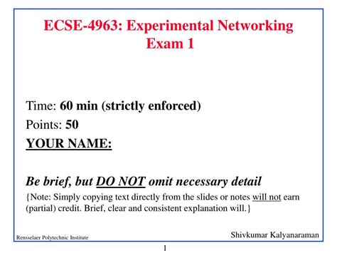 Ppt Ecse 4963 Experimental Networking Exam 1 Powerpoint Presentation
