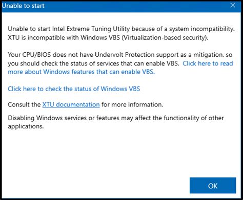 Error Message Unable To Start Intel Extreme Tuning Utility Due To