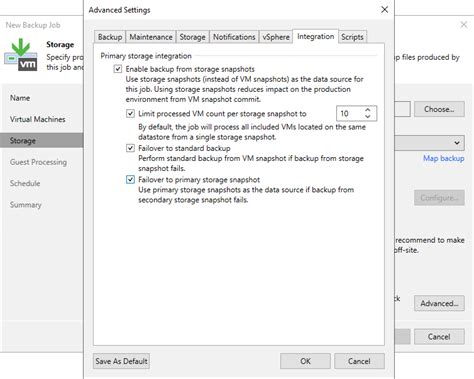 Configuring Backup Jobs With Storage Snapshot Retention Storage System Snapshot Integration Guide