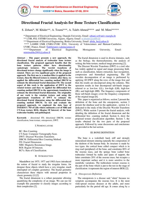 Pdf Directional Fractal Analysis For Bone Texture Classification