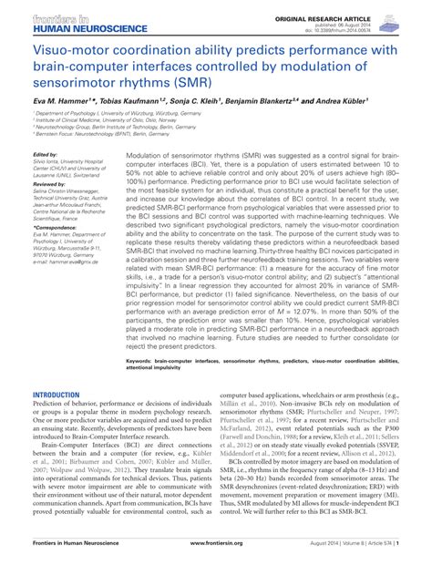 Pdf Visuo Motor Coordination Ability Predicts Performance With Brain