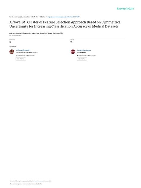 A Novel M Cluster Of Feature Selection Approach Ba Pdf