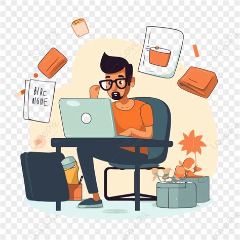 Blog Clipart Nagtatrabaho Tao Na Nakaupo Sa Desk Kasama Ang Kanyang