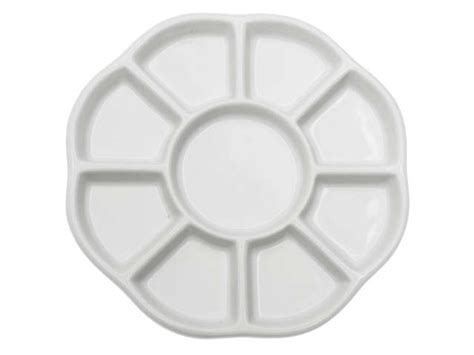 Ceramic Bead Sorting Tray Round 5 1 2 Inch Diameter With Nine Sections
