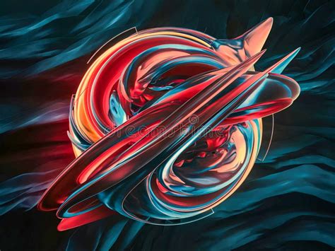 3d Rendering Of Sleek Geometric Shapes Rotating And Reflecting Complex