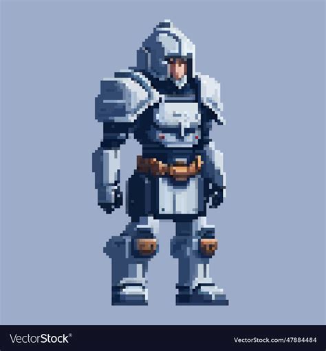 Robot Pixel Art Character For Bit Game Scenery Vector Image