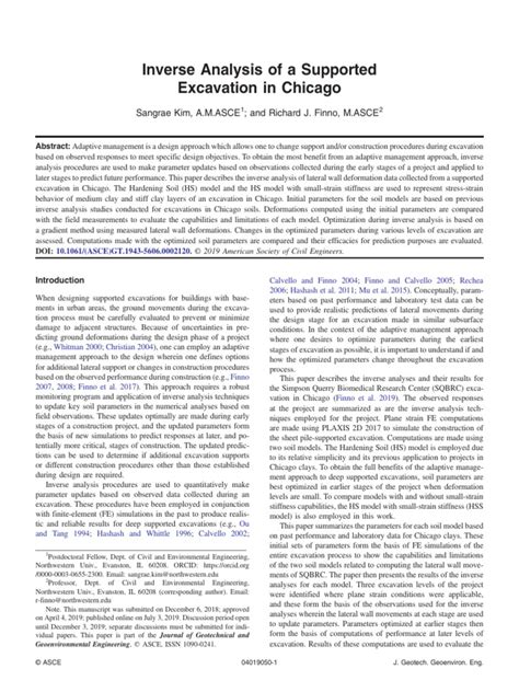 213 Inverse Analysis Of A Supported Excavation In Chicago Pdf Simulation
