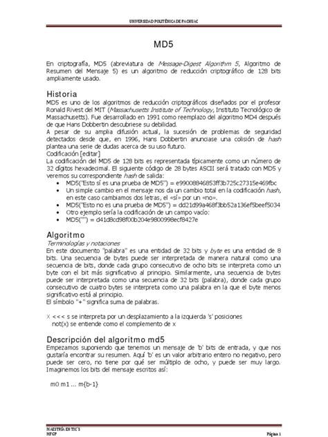 Algoritmo Md5 Pdf