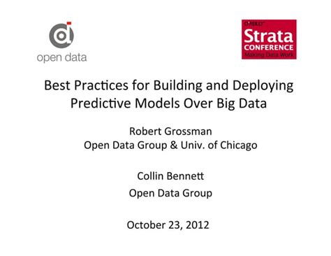Best Practices For Building And Deploying Predictive Models Over Big