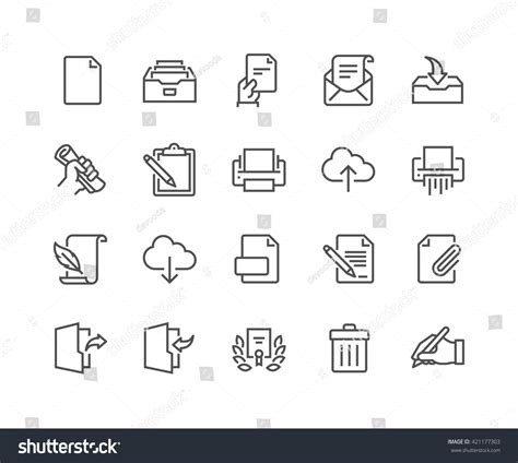 Simple Set Document Related Vector Line Stock Vector Royalty Free 421177303