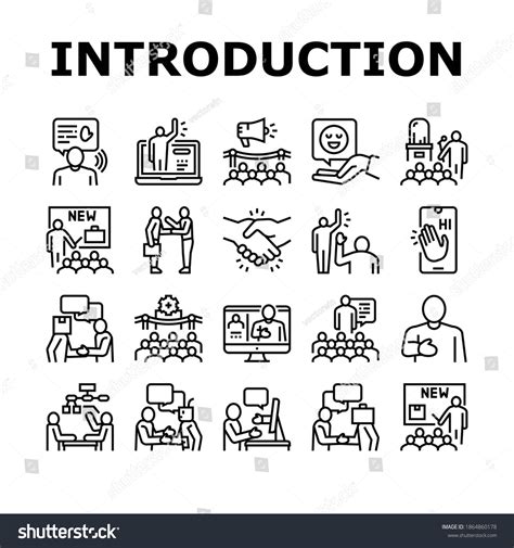 Introduction Speech Collection Icons Set Vector Stock Vector Royalty