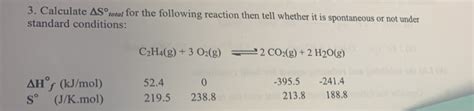 Solved 3 Calculate AS Total For The Following Reaction Then Chegg Com
