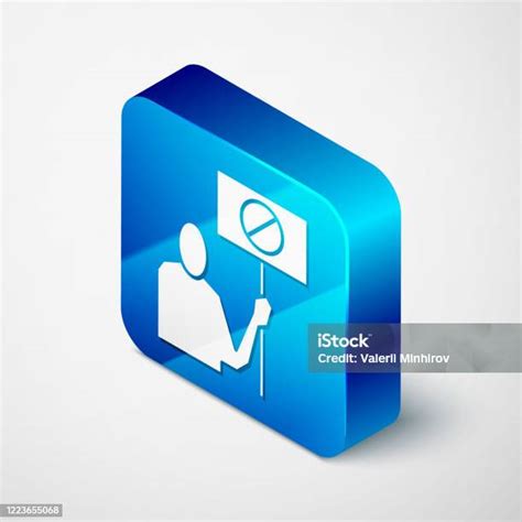 등색 자연 저장 항의 아이콘 회색 배경에 격리 지구 행성 보호 환경 문제 데모 파란색 사각형 버튼입니다 벡터 일러스트레이션 3차원 형태에 대한 스톡 벡터 아트 및 기타