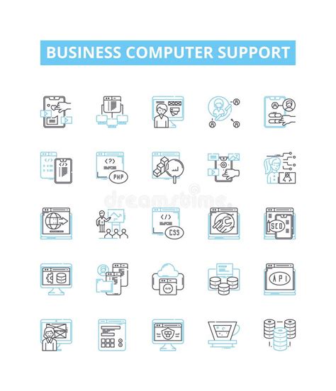 Computer Business Concept Icons Signs Outline Symbols Concept Linear Illustration Line