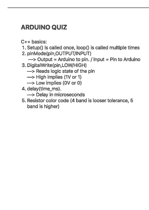 Arduino Quiz Quiz Arduino Quiz Basics 1 Setup Is Called Once