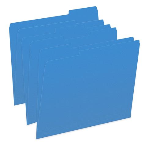 11 Pt Blue Folders 13 Cut Top Tab Assorted Letter Size Box Of 100