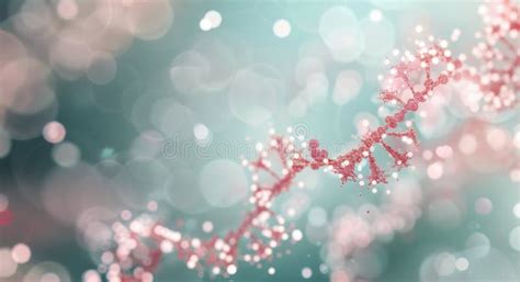 Abstract Representation Of Dna Helix With Glowing Particles In A