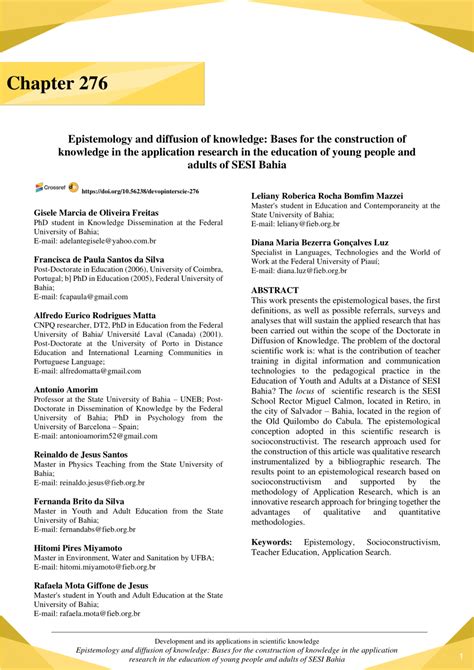 Pdf Epistemology And Diffusion Of Knowledge Bases For The