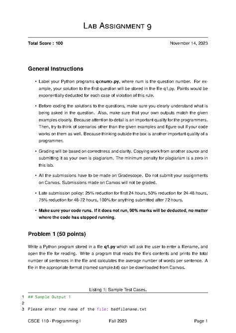 Programming Assignment 9 1 Lab Assignment 9 Total Score 100