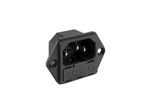 Industrial Electrical Three Pin Power Sockets Polyamide 15 Amp Current Rating Black Color