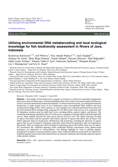 Pdf Utilizing Environmental Dna Metabarcoding And Local Ecological