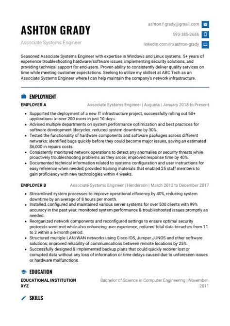 Associate Systems Engineer Resume Cv Example And Writing Guide