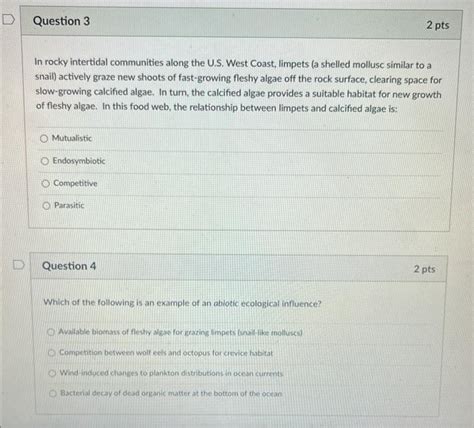 Solved In Rocky Intertidal Communities Along The Us West