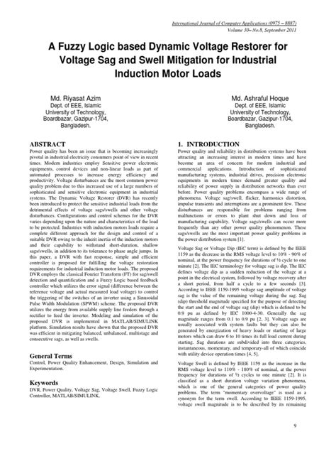 A Fuzzy Logic Based Dynamic Voltage Restorer For Voltage Sag And Swell