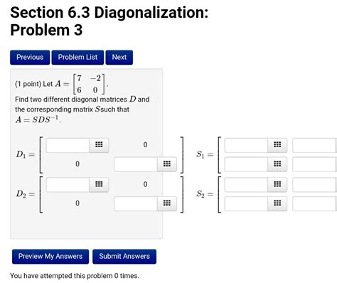 Solved Section 63 Diagonalization Problem 3 Previous
