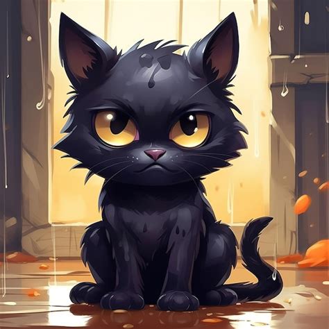 Premium Ai Image Cute Black Cat Cartoon