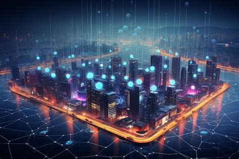 Premium Photo Futuristic Smart City Ai Network Digital Generate Ai